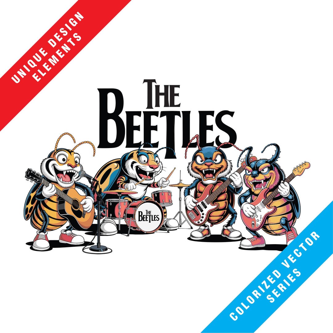 Whimsical Beetle Bug Band Clipart Bundle - Colored Vector EPS, SVG ...
