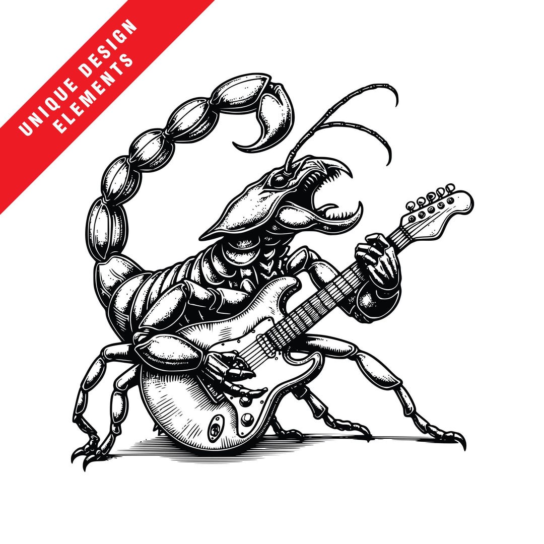 Rockin' Scorpion Guitar Design - EPS, SVG, PNG Clipart, Original Vector ...