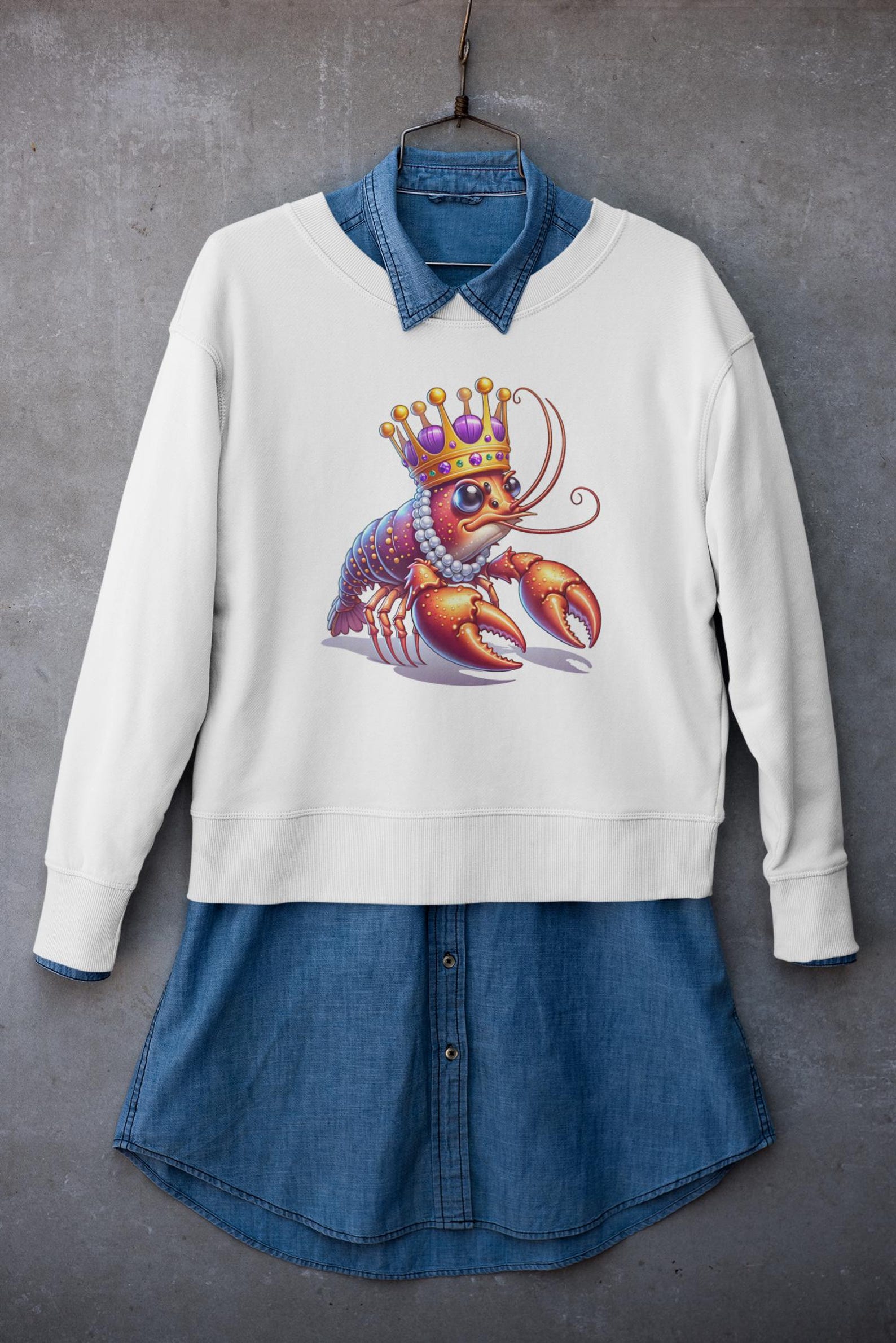 Festive Crawfish Bead and Crown Clipart - Mardi Gras PNG File, Original ...