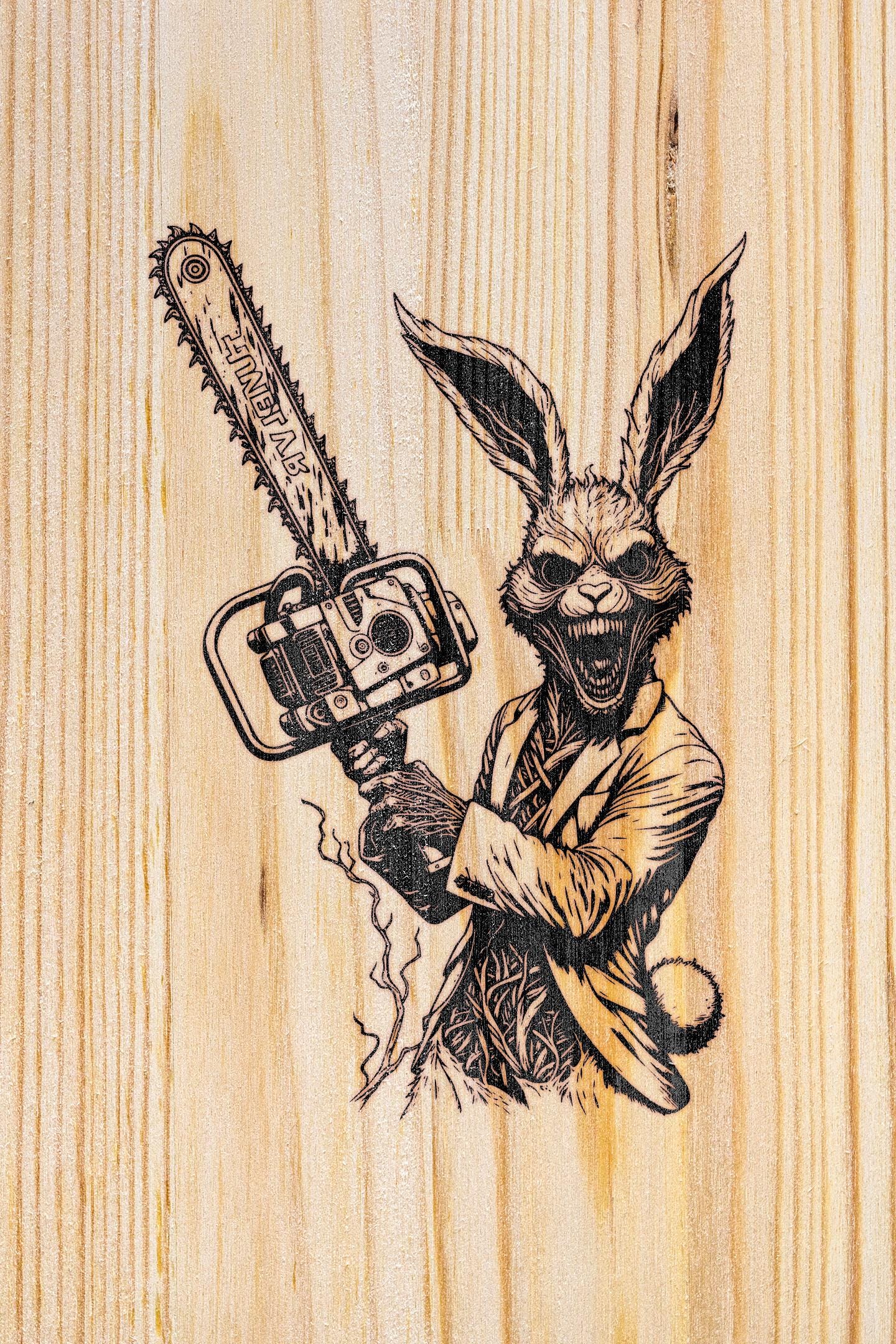 Spooky Rabbit Chainsaw Clipart: Gothic Horror Illustration (EPS, SVG ...