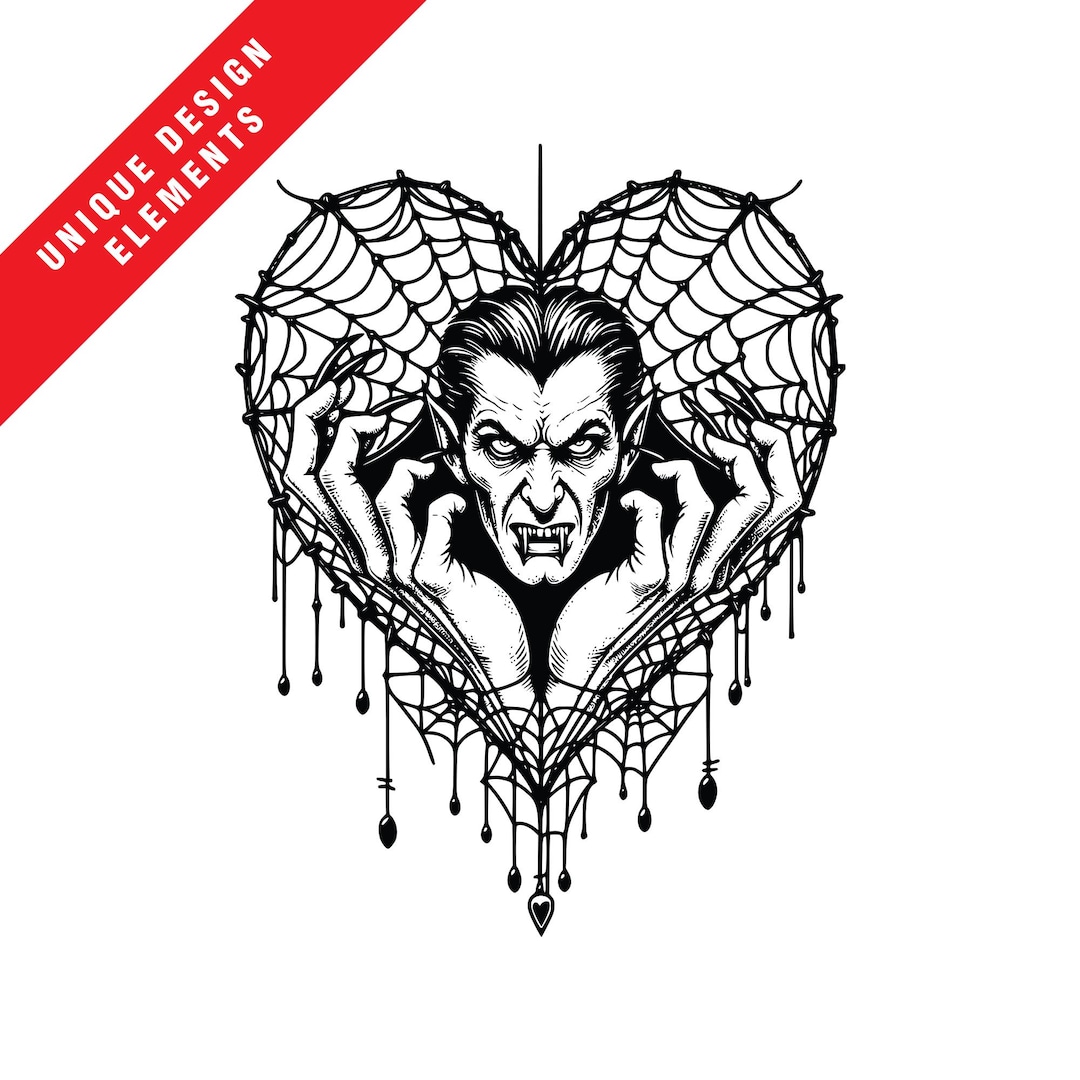 Gothic Vampire Heart Web Clipart: Vector Illustration (digital Download ...