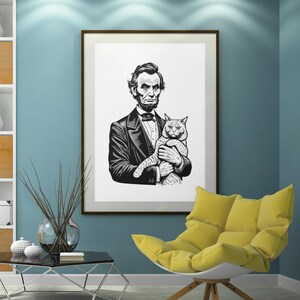 Vintage Abe Lincoln Holding Cat Clipart - EPS, SVG, PNG, Bundle ...