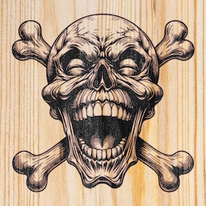 Laughing Skull & Crossbones Clipart: Gothic Vector Design (digital ...