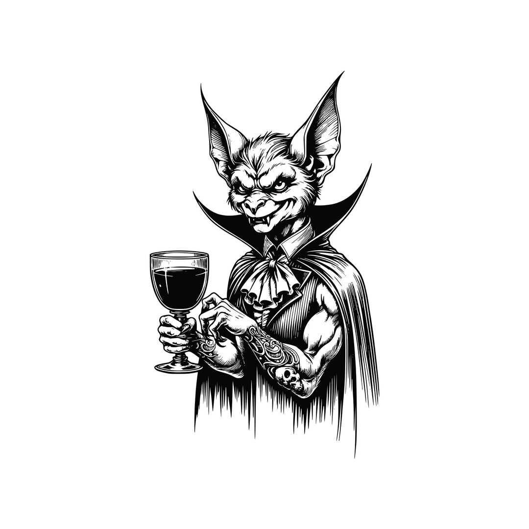 Gothic Vampire Bat With Wine Glass Clipart (digital Download) - Etsy