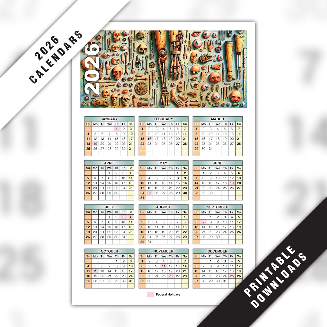 2026 Creepy Vintage Body Parts Calendar | Instant Digital PDF Download ...