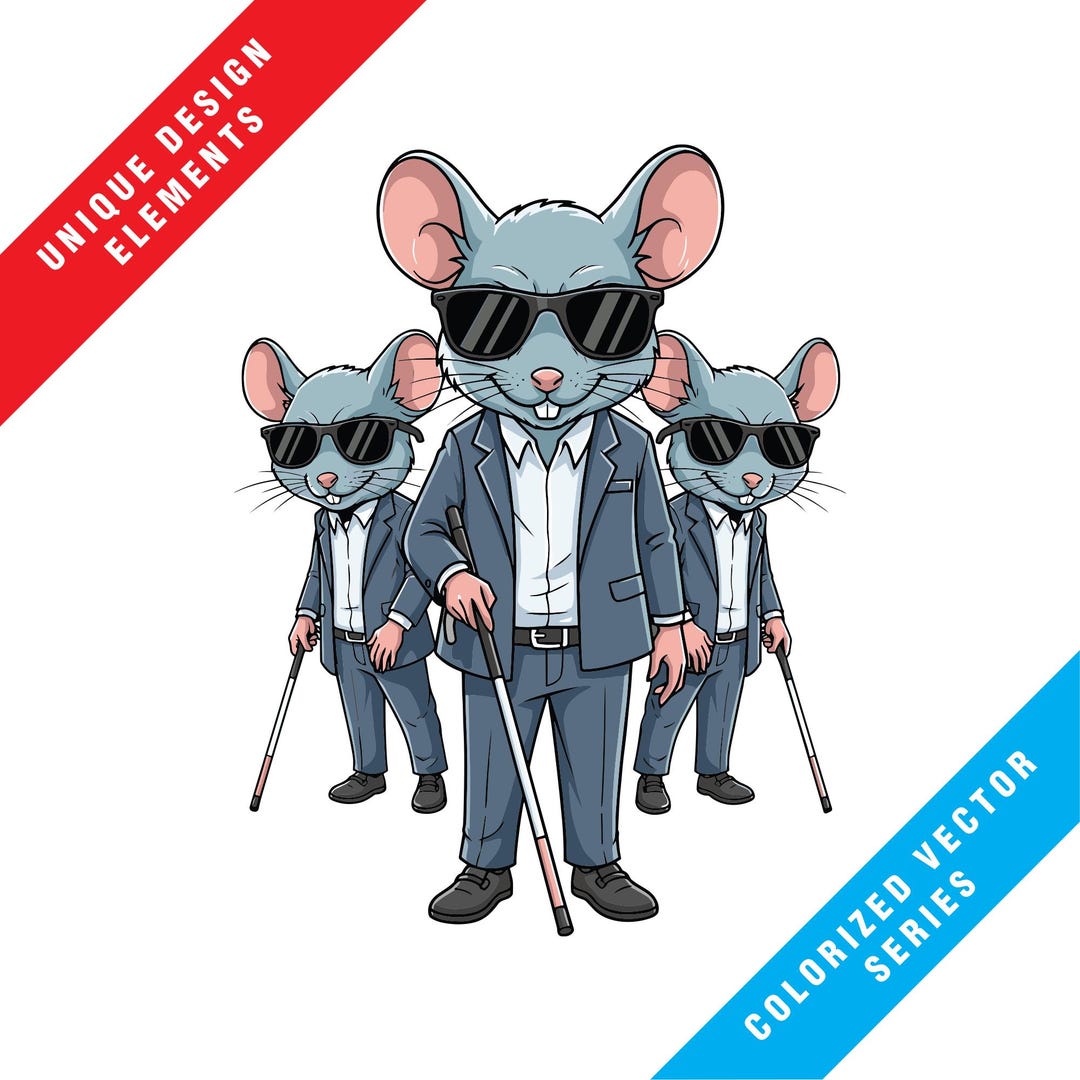 3 Blind Mice Colored Vector Clipart - SVG, EPS, PNG, Bundle for Instant ...
