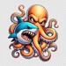 Octopus Vs Shark Digital Art: Marine Life PNG Clipart (300 Dpi) - Etsy