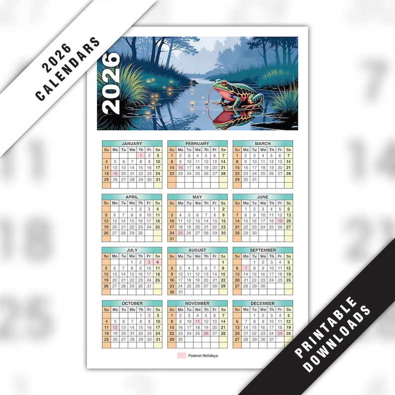 2026 Snacking Frog Calendar - PDF Format for Instant Digital Download ...