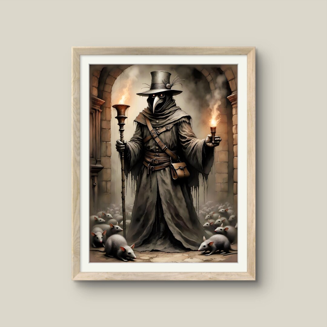 Creepy Rat Swarm Around Plague Doctor Wall Art - Instant Download ...
