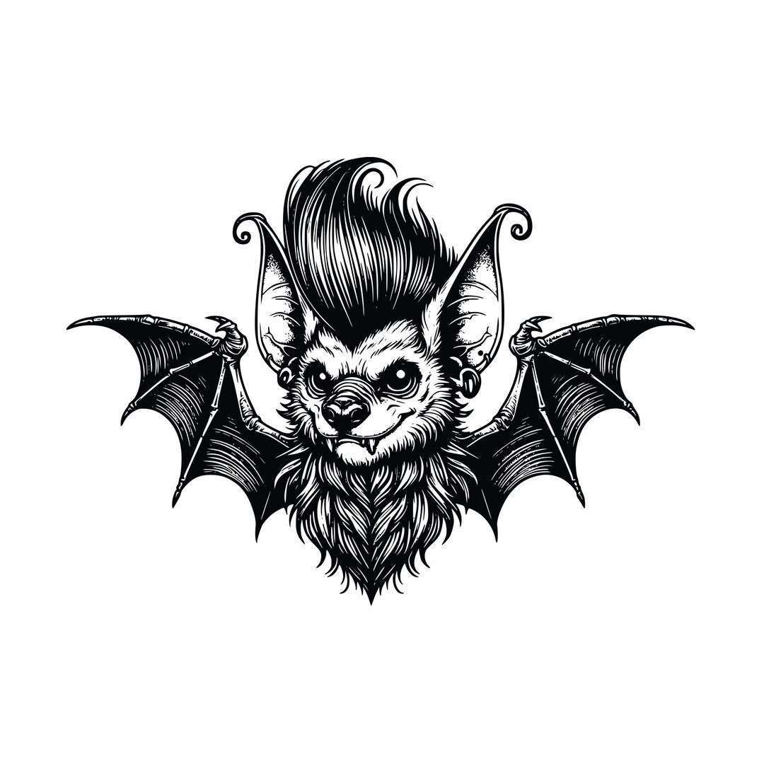 Gothic Flying Punk Bat EPS, SVG, PNG, Vector Digital Art, Instant ...