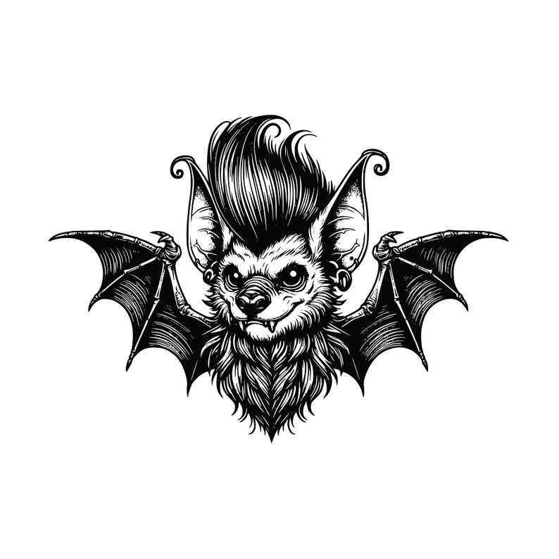 Gothic Flying Punk Bat EPS, SVG, PNG, Vector Digital Art, Instant ...