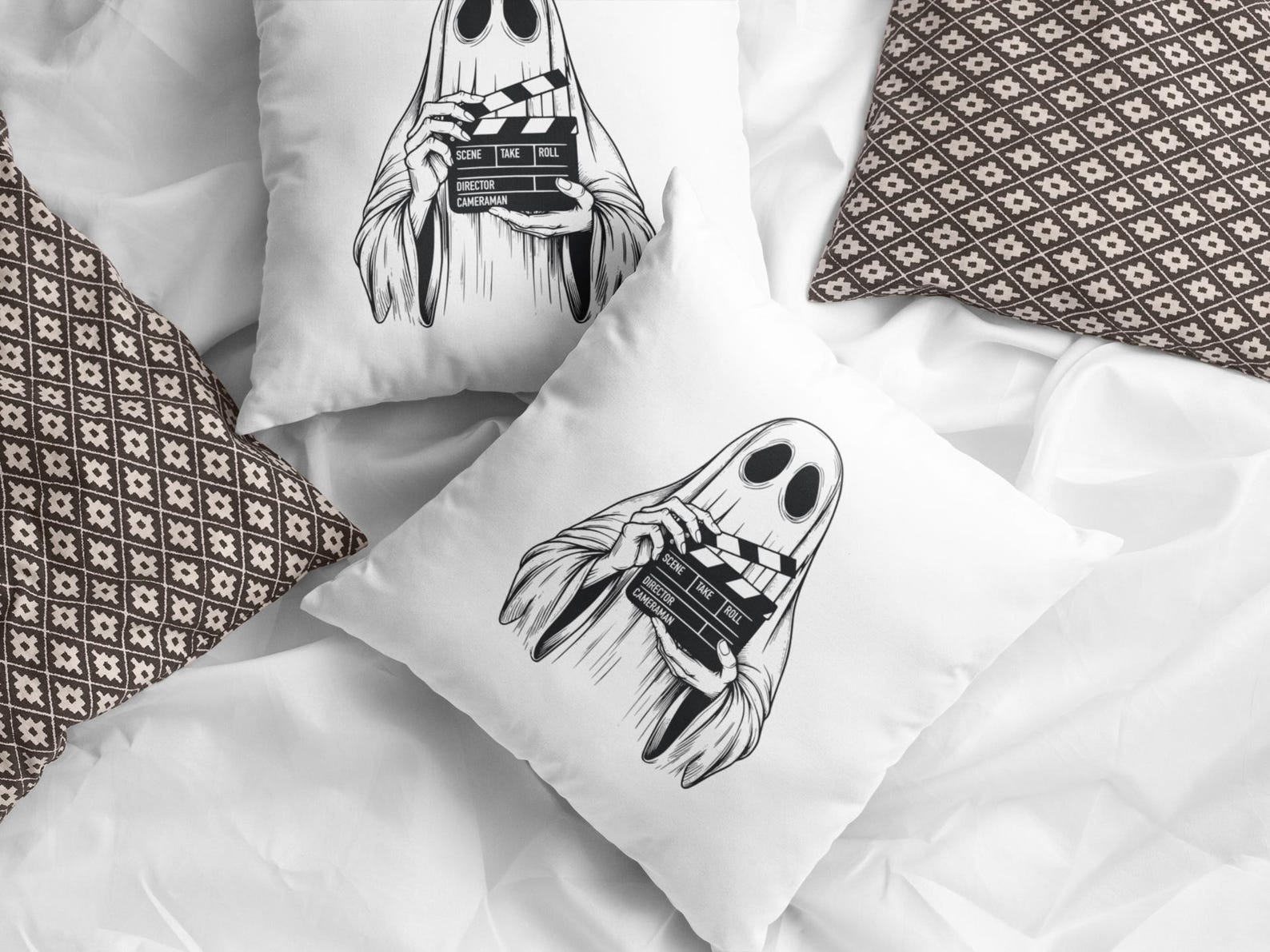 Spooky Ghost Director Clapboard Clipart: Halloween Vector Illustration ...