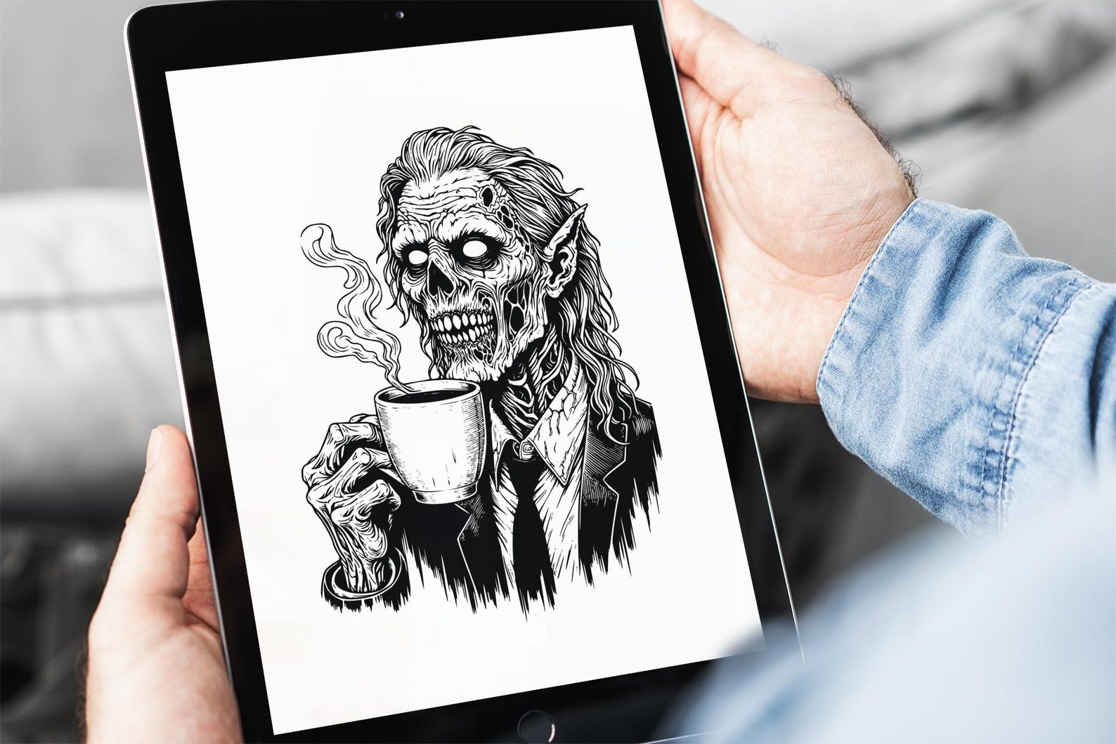 Creepy Coffee Ghoul Digital AI, SVG, PNG, Clipart Pack for Halloween ...