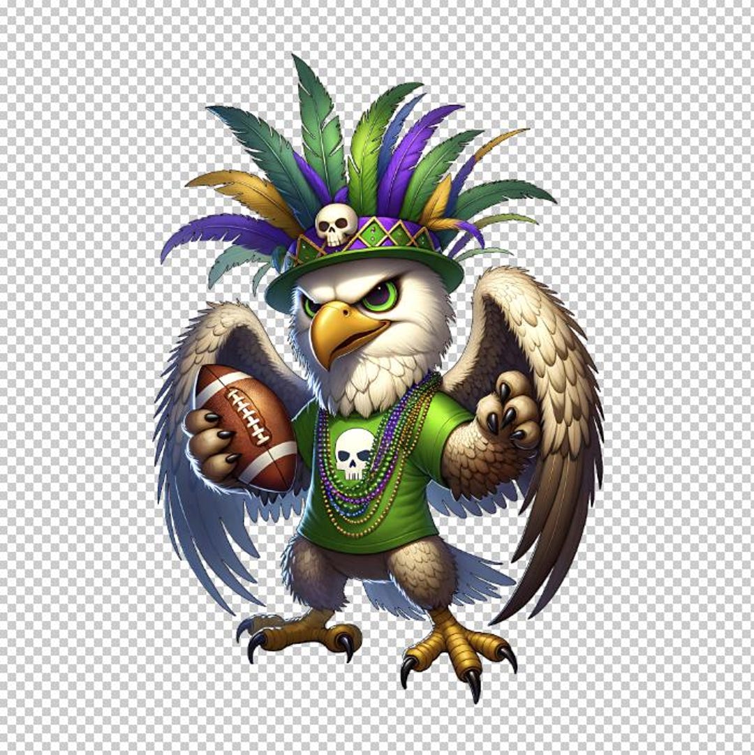 Mardi Gras Eagle Clipart: Voodoo Headdress, Football PNG (digital ...