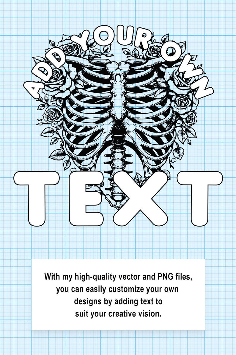 Heart-shaped Skeleton Ribcage With Rose Accents - EPS SVG PNG Clipart ...