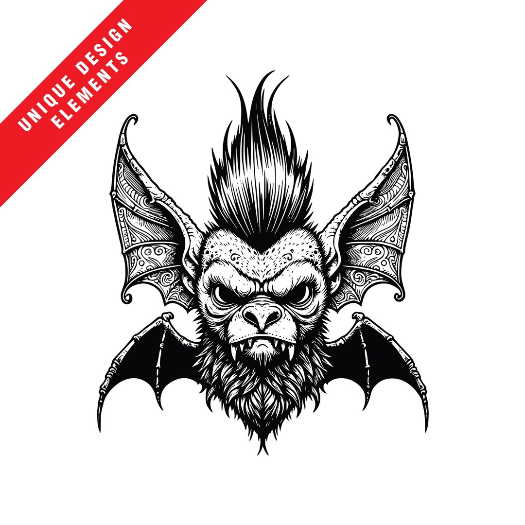 Dark Punk Bat Clipart Bundle: Vector Illustration (digital Download) - Etsy