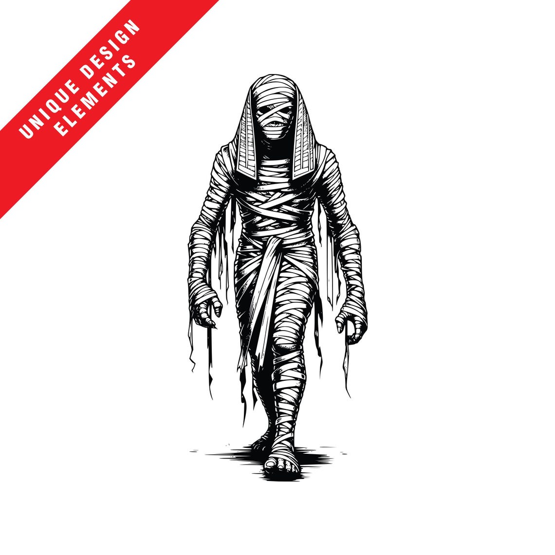 Egyptian Walking Mummy Clipart Bundle: Gothic Vector Illustration ...