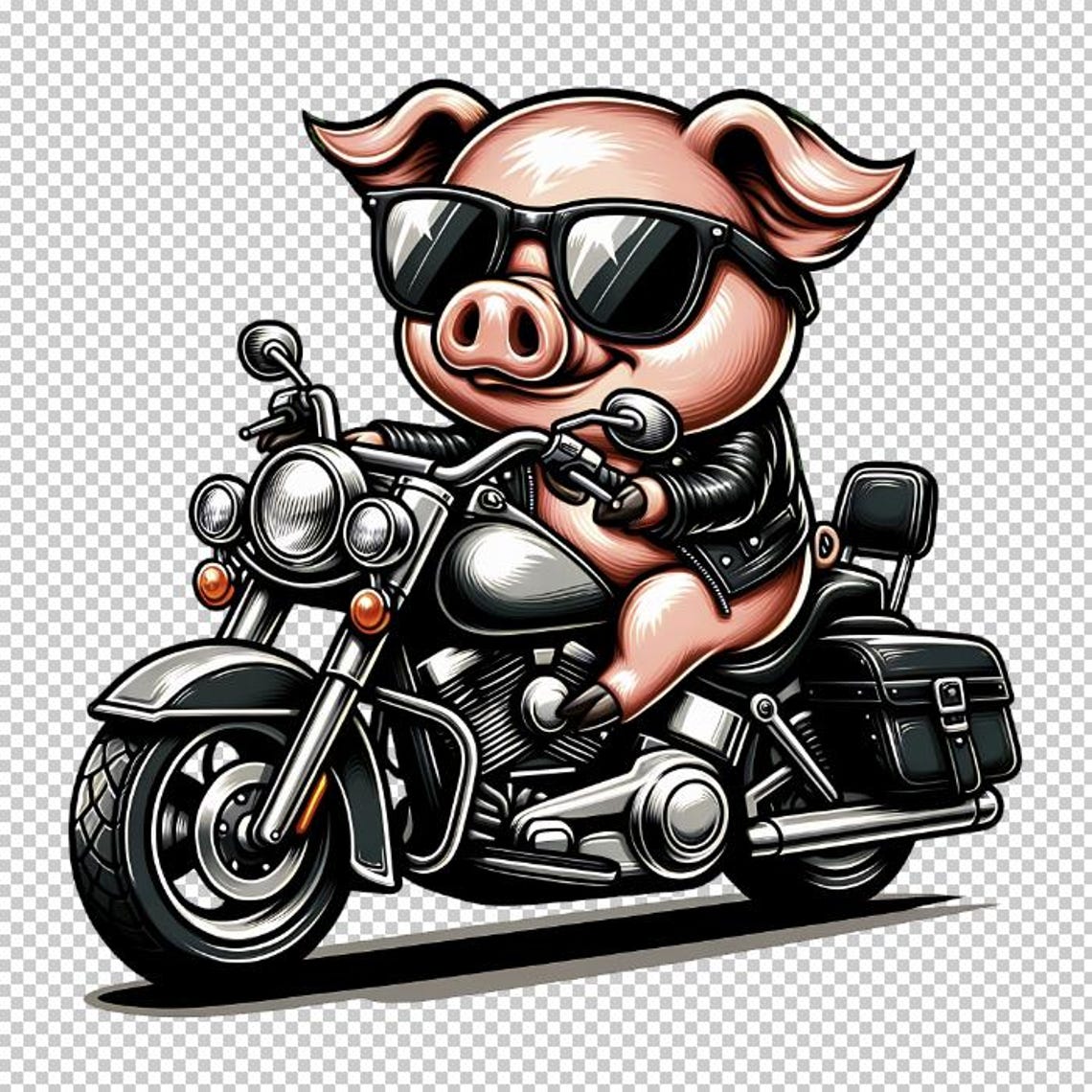 Vintage Motorcycle Pig & Hog Illustration - Digital PNG Clipart, Retro ...