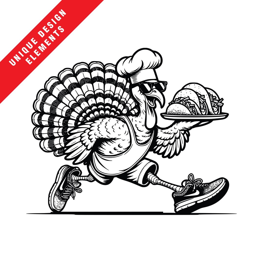 Funny Turkey Chef With Tacos Clipart: Vector Illustration (digital ...