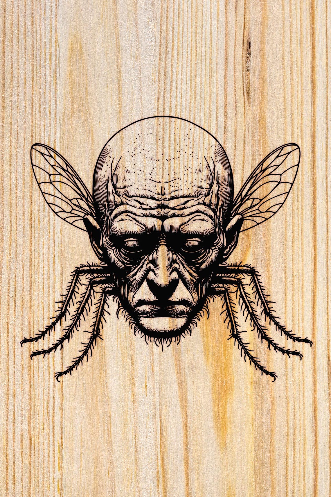 Creepy Fly With Human Head Clipart: Horror Gothic Vector (digital ...