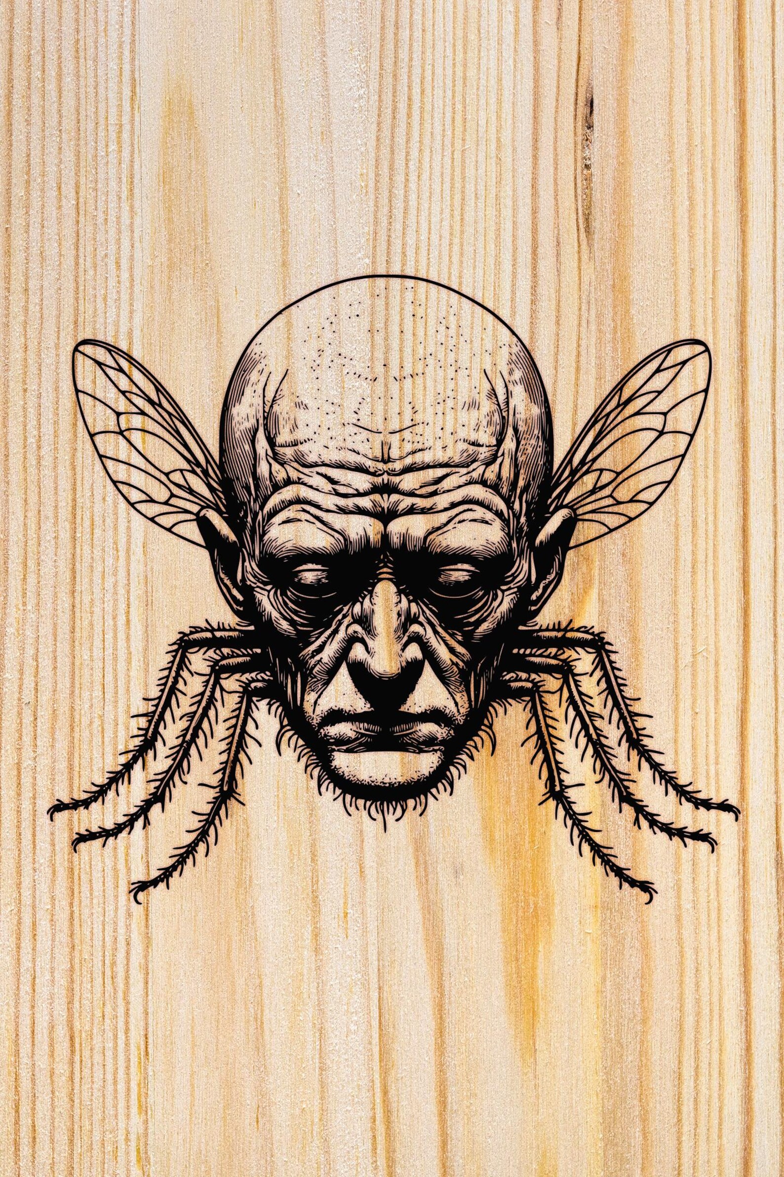 Creepy Fly With Human Head Clipart: Horror Gothic Vector (digital ...