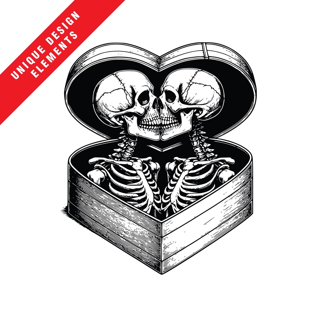 Love Skeletons Kiss Clipart: Valentine's Vector Bundle (EPS, SVG, PNG ...