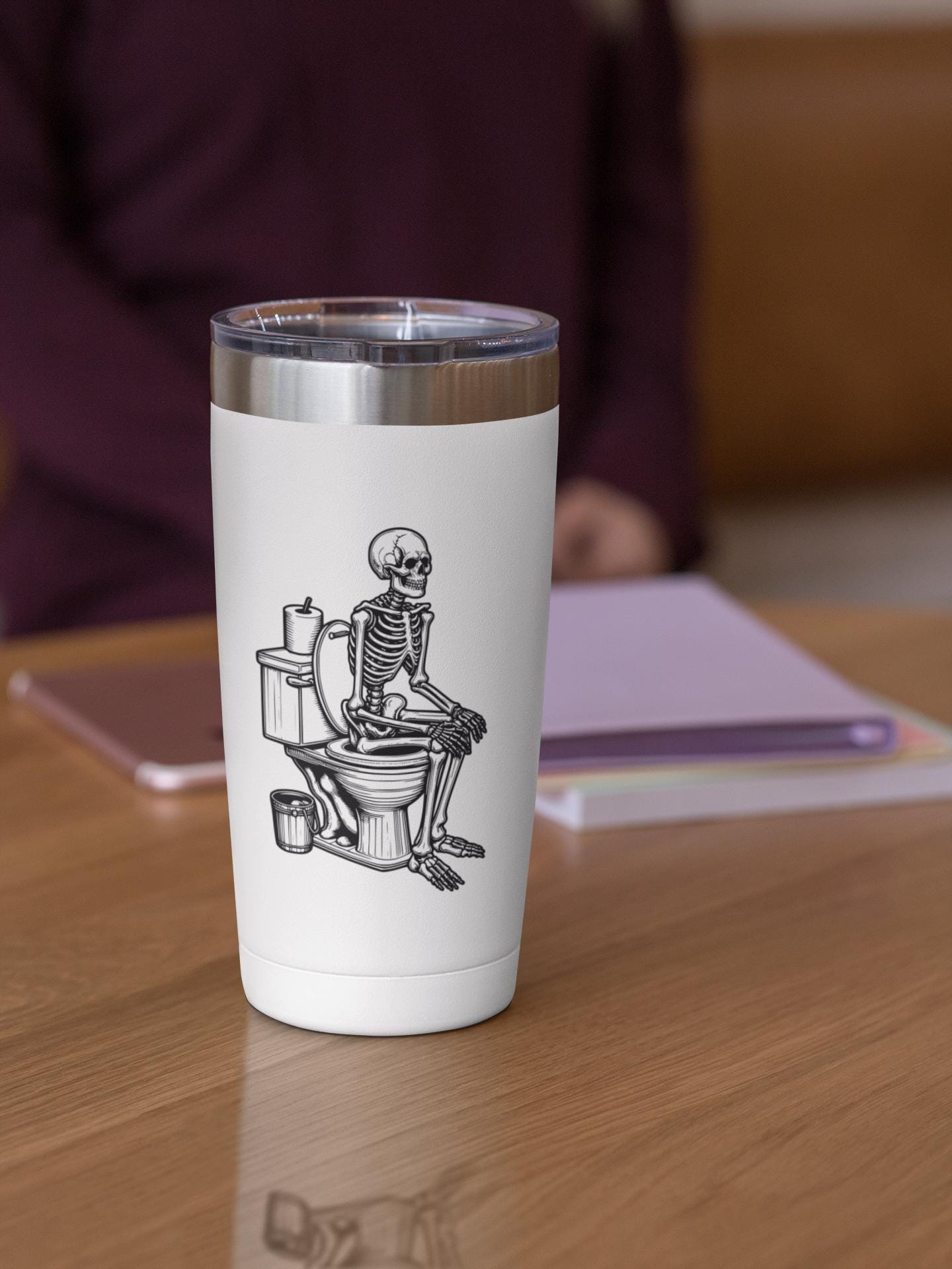Whimsical Skeleton on Toilet Clipart: Funny Scary Graphics (digital ...