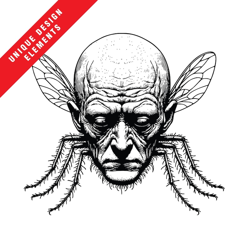 Creepy House Fly With Human Head EPS, SVG, PNG Clipart Bundle ...