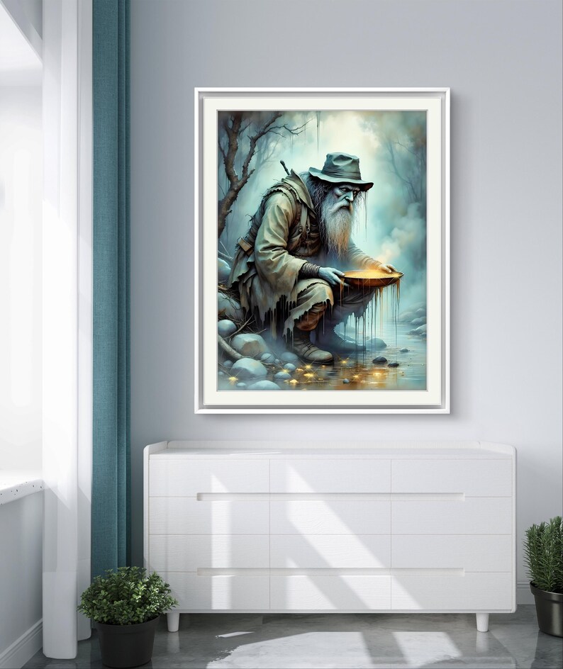 Gothic 49er Miner Gold Panning Art Print: California Gold Rush (digital ...