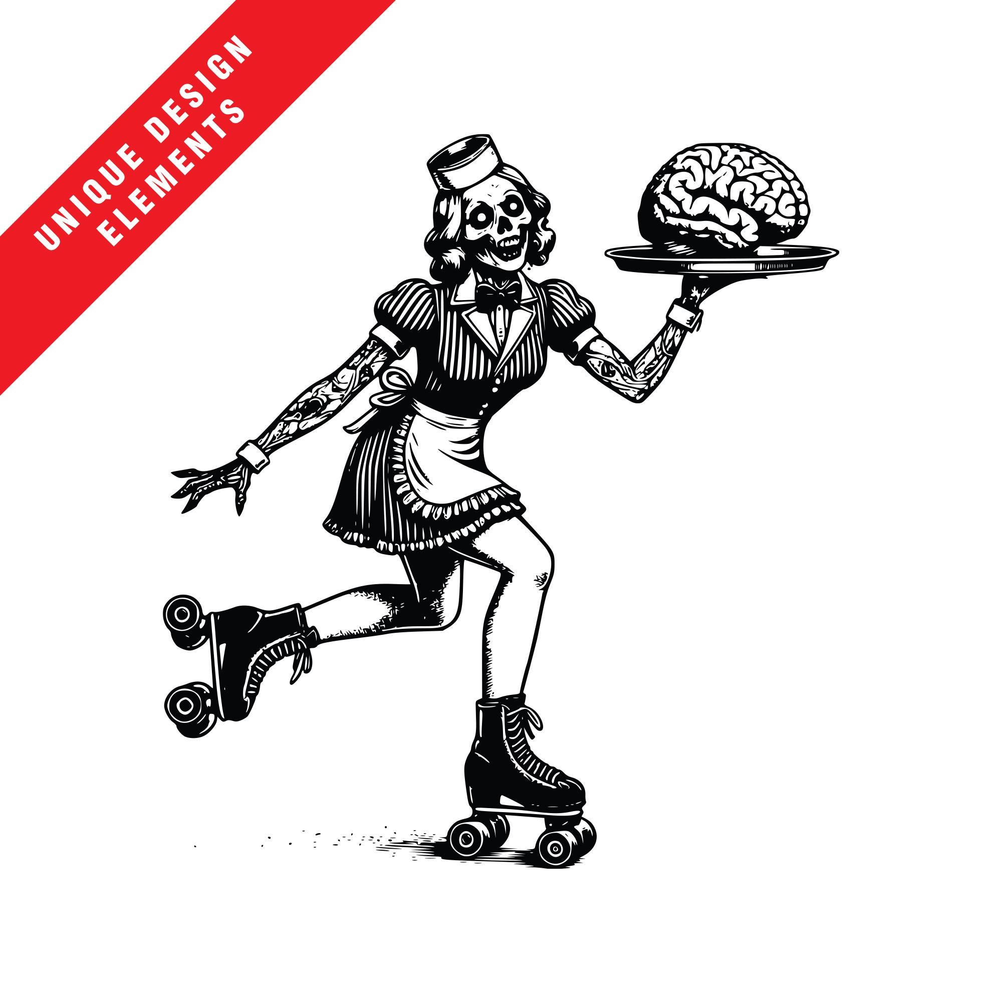 Ghoul Waitress Clipart: Spooky Diner Art (EPS, SVG, PNG) - Etsy