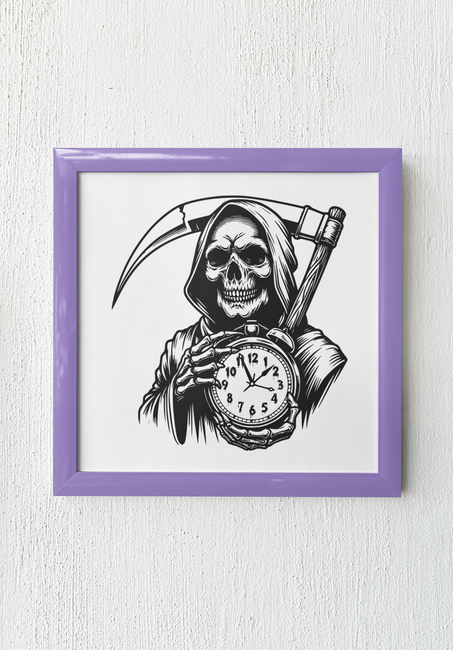 Grim Reaper Clipart Bundle - Vintage Clock Design - EPS SVG PNG ...