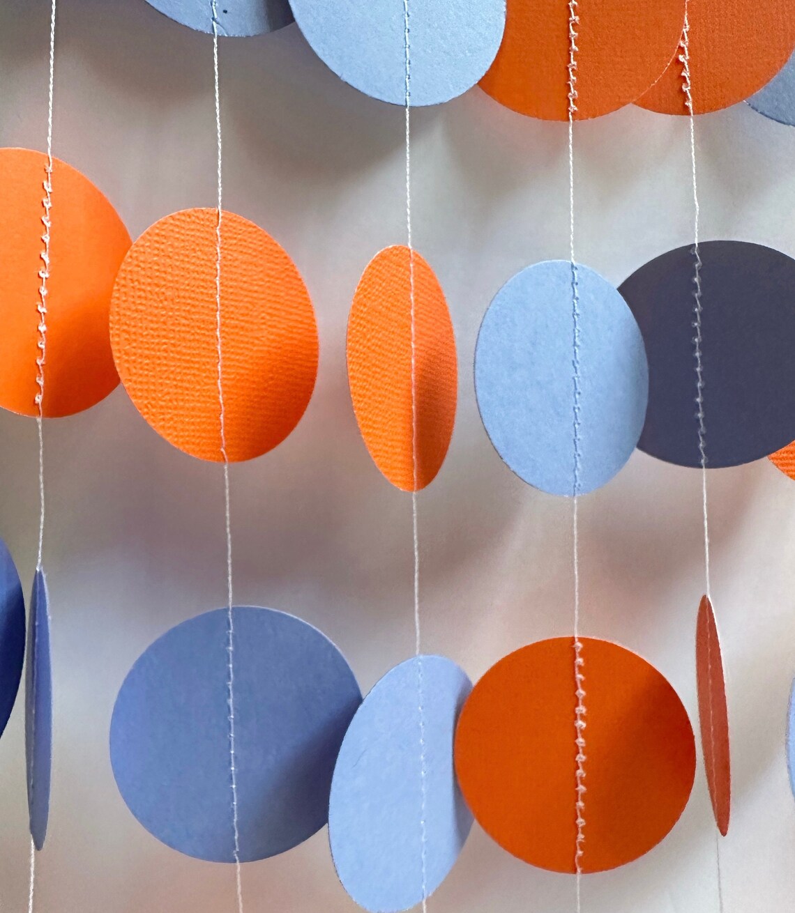 Orange and Periwinkle Paper Circle Garland: 14 Ft Handmade Celebration ...