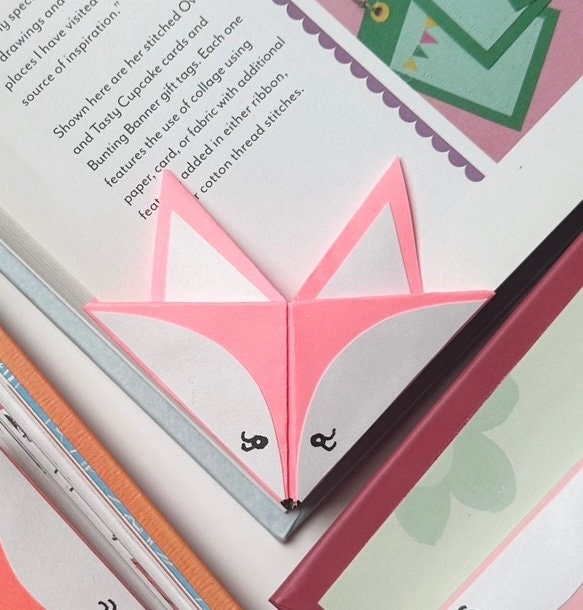 Pink Ombré Origami Fox Corner Bookmarks Stationery Handmade Forest ...