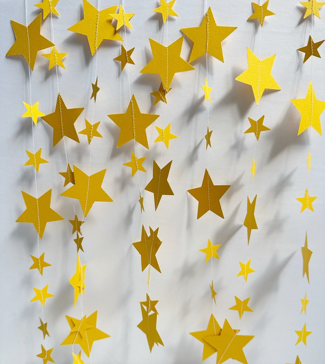 Yellow Paper Star Garland: Whimsical Party Decor, 12 Ft - Etsy