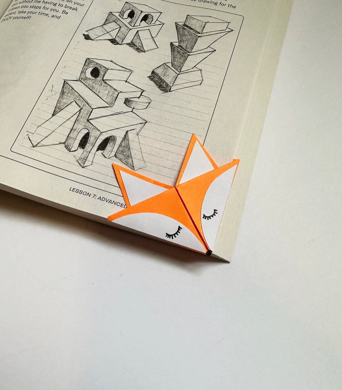 Origami Fox Corner Bookmark, Stationery, Handmade Forest Creature Foxy Gift for Book Club ...