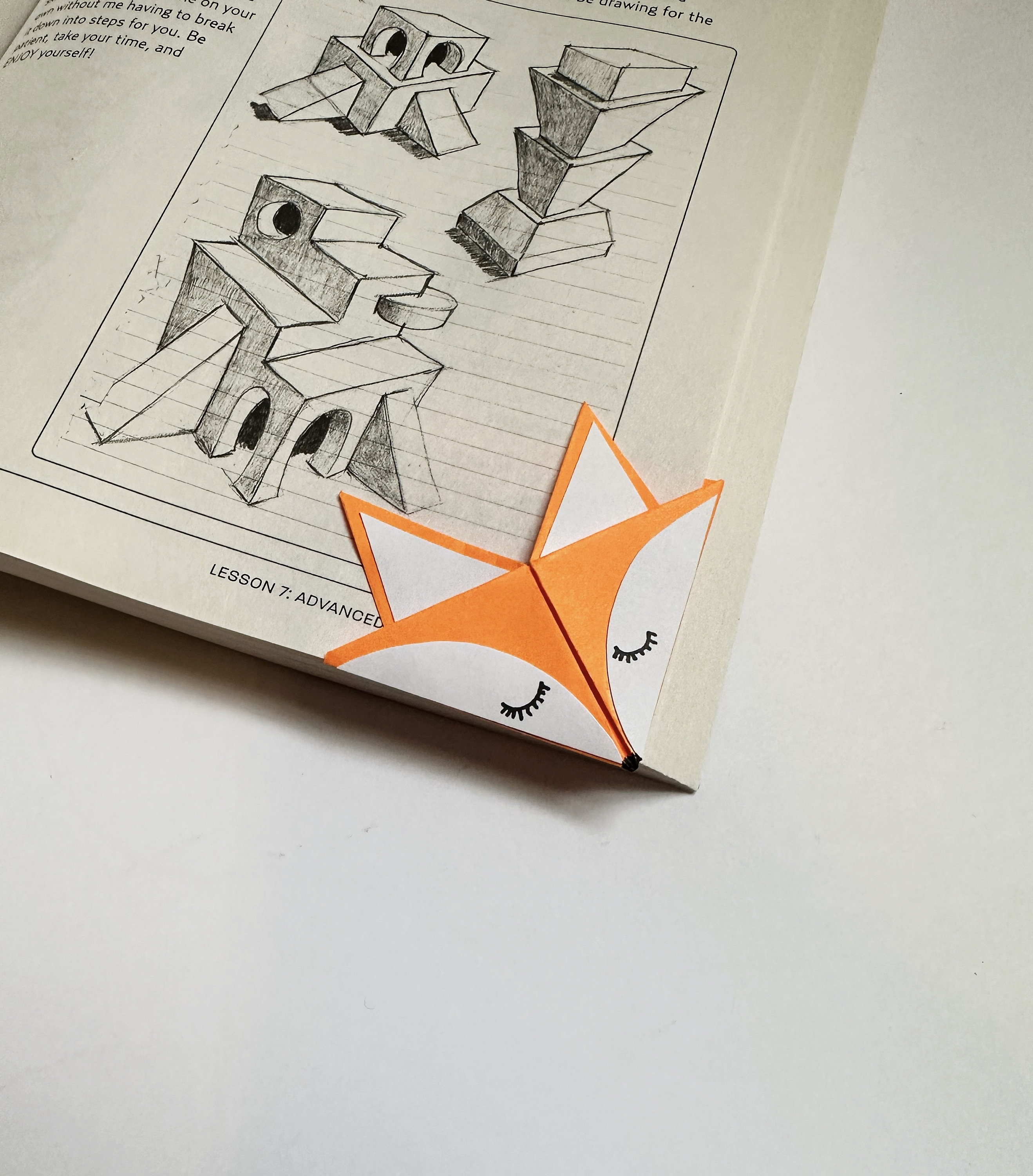 Origami Fox Corner Bookmark, Stationery, Handmade Forest Creature Foxy ...