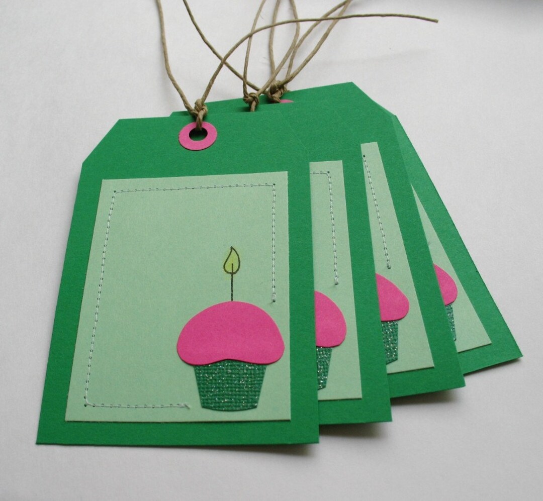 Handmade Cupcake Gift Tags: Stitched Birthday Party Favors, Set of 4 - Etsy