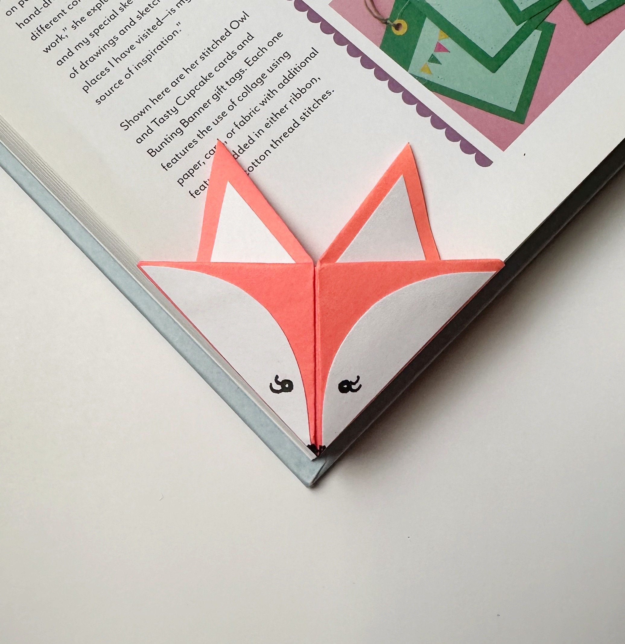 Pink Ombré Origami Fox Corner Bookmarks Stationery Handmade Forest ...