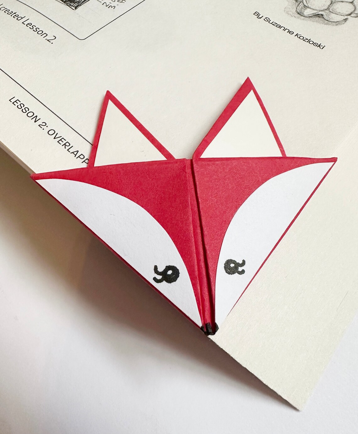 Origami Fox Corner Bookmark, Stationery, Handmade Forest Creature Foxy ...