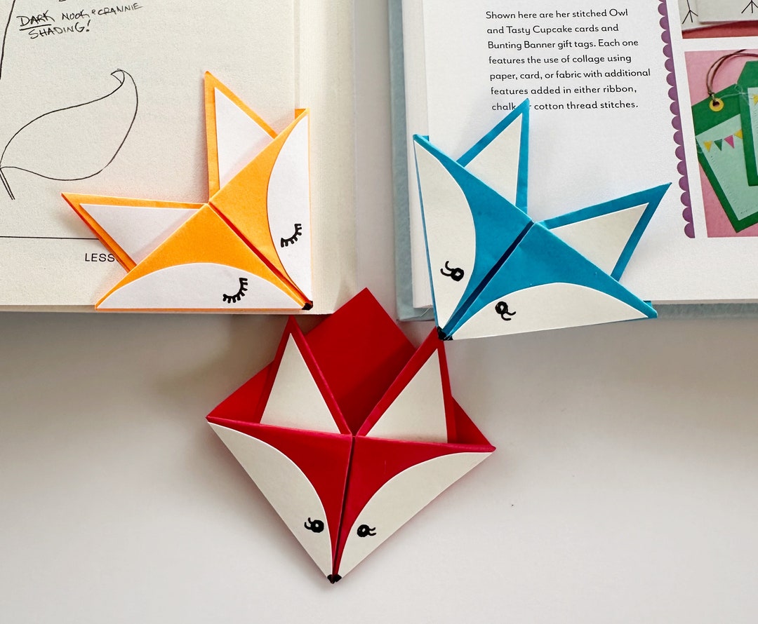 Origami Fox Corner Bookmark, Stationery, Handmade Forest Creature Foxy ...