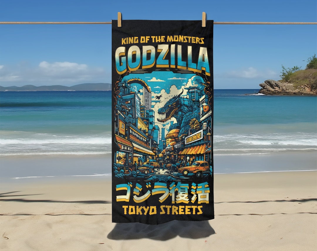 Godzilla Beach Towel, King of Monsters Beach Towel, Japanese Beach ...