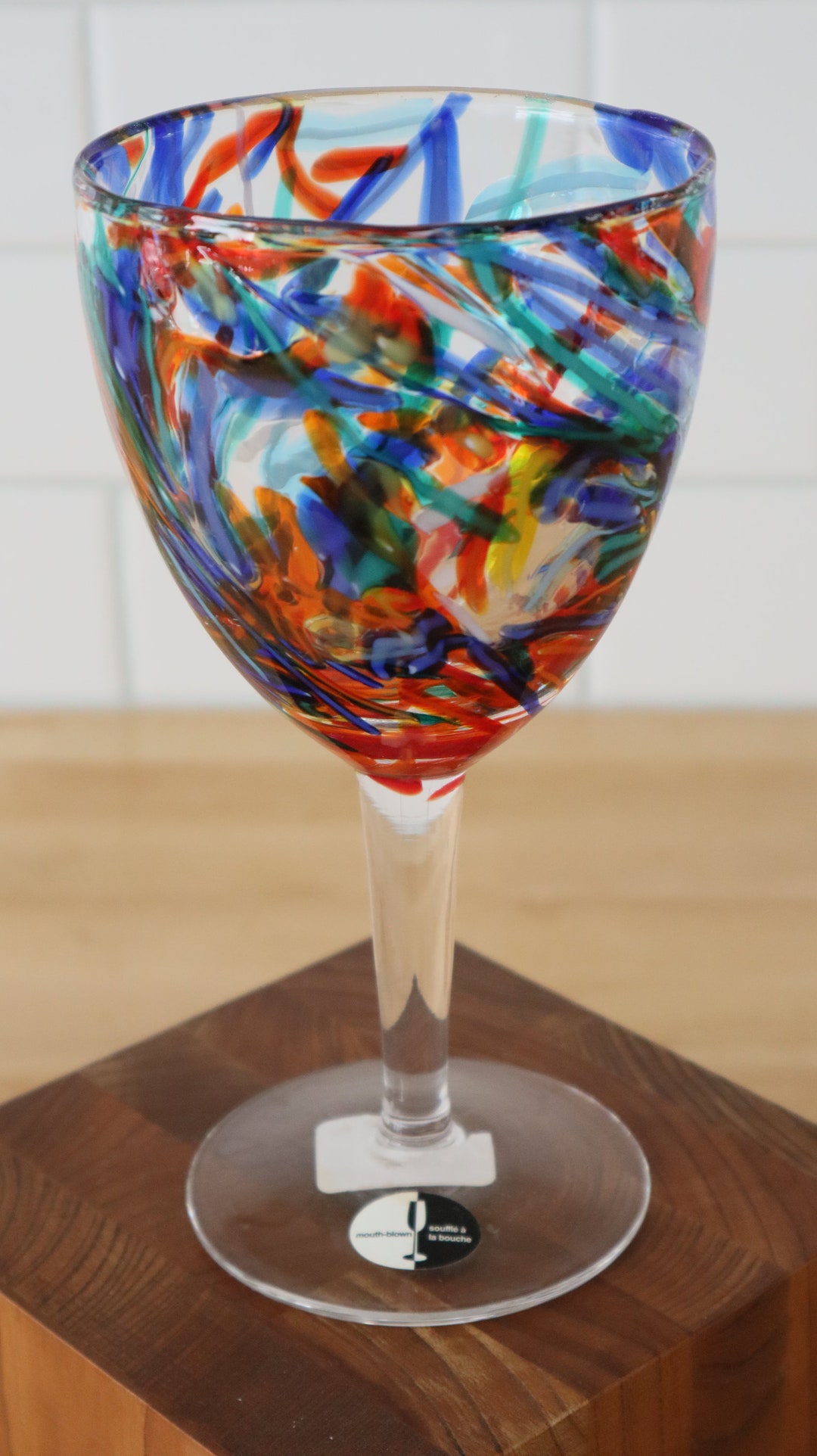 Pier 1 Confetti Mouth Blown Wine Goblet - Etsy