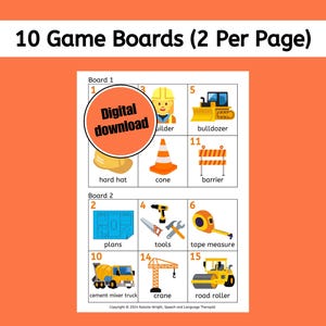 Construction Site Bingo, Printable Bingo Cards, Construction Activity ...