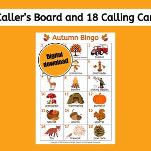 Autumn Bingo, Kids Fall Bingo Game, Fall Bingo Boards, Bingo Cards for Kids, Printable Fall Game ...