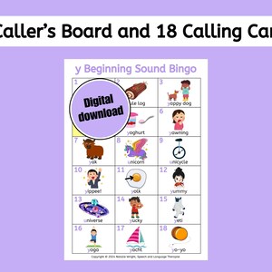 Y Sound Bingo Game, Speech Therapy Articulation Cards, Phonics Activity ...