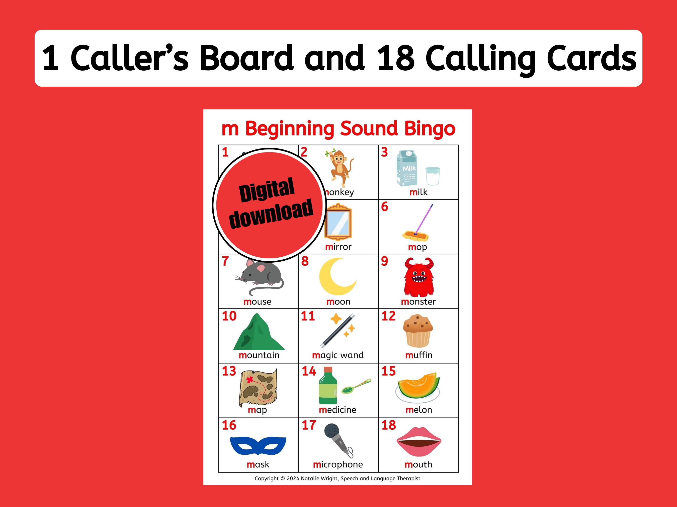 Speech Therapy Bingo 'M' Beginning Sound Articulation Game for Kids ...
