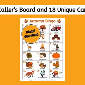 Autumn Bingo, Kids Fall Bingo Game, Fall Bingo Boards, Bingo Cards for ...