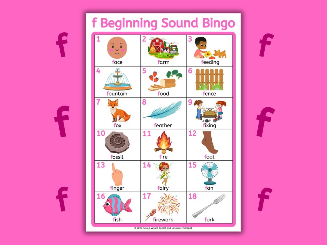 F Sound Bingo Game, Speech Therapy Articulation Cards, Phonics Activity ...
