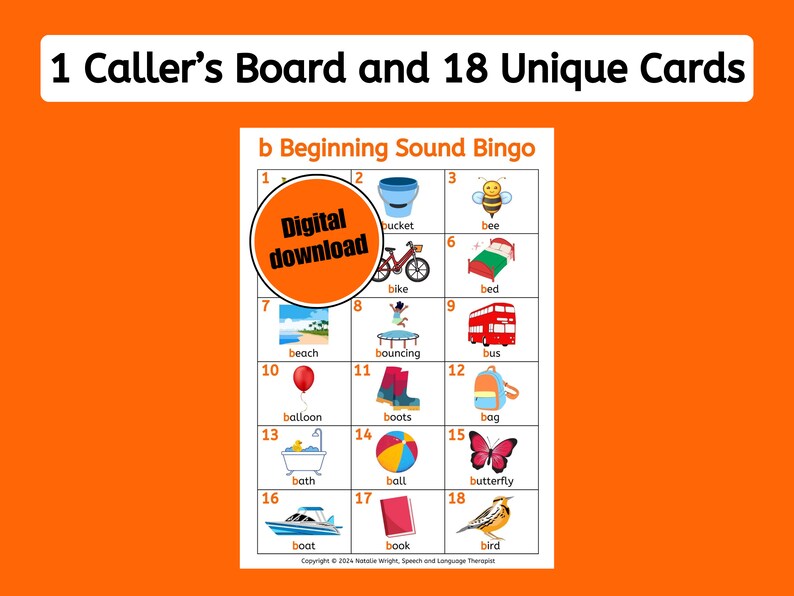 B Beginning Sound Bingo Game Speech Cards Speech Sounds Speech ...