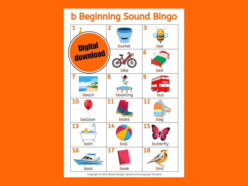 B Beginning Sound Bingo Game Speech Cards Speech Sounds Speech Articulation Cards Speech Therapy ...